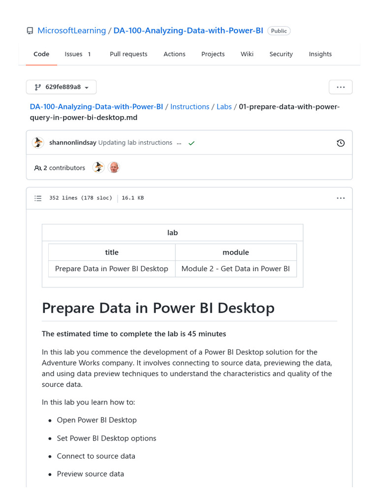 01 Prepare Data With Power | PDF | Table (Database) | Microsoft Sql Server