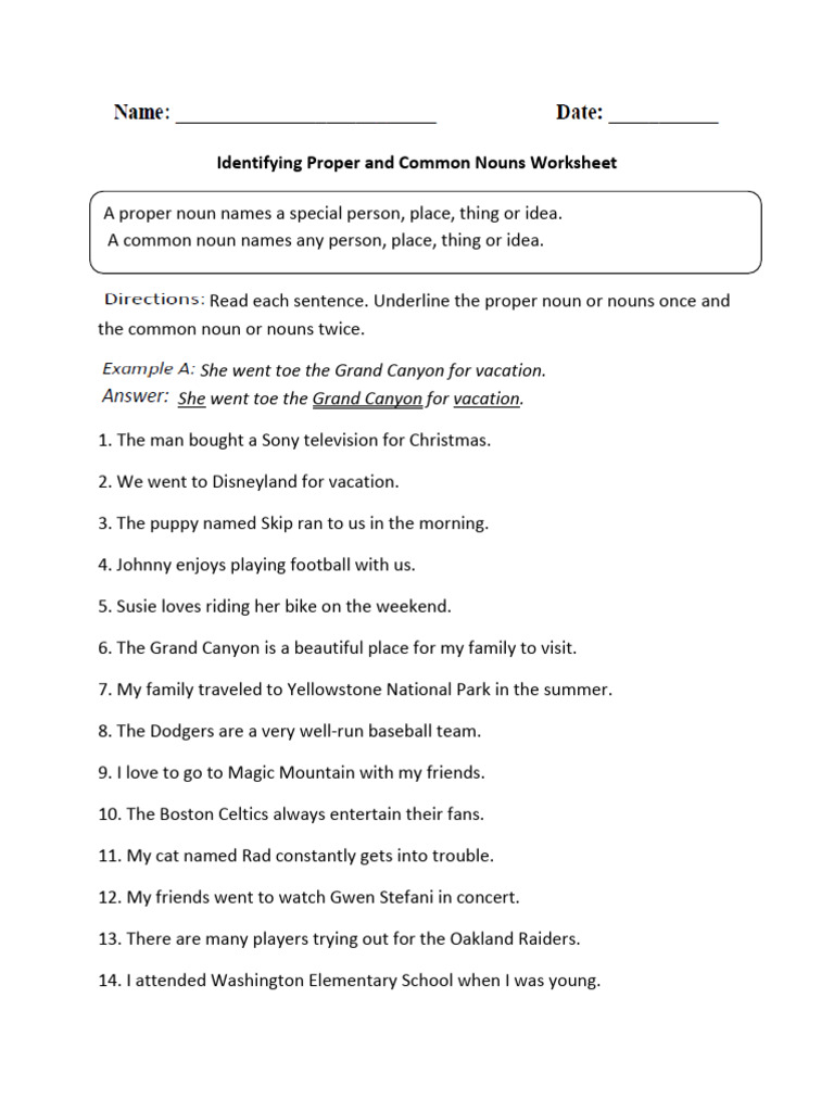 Identifying Proper Common Nouns 2 | PDF
