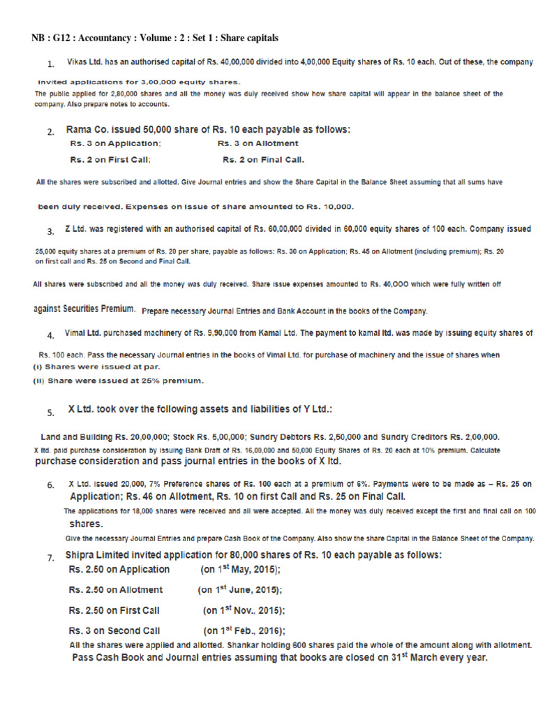 Share Capital Questions | PDF