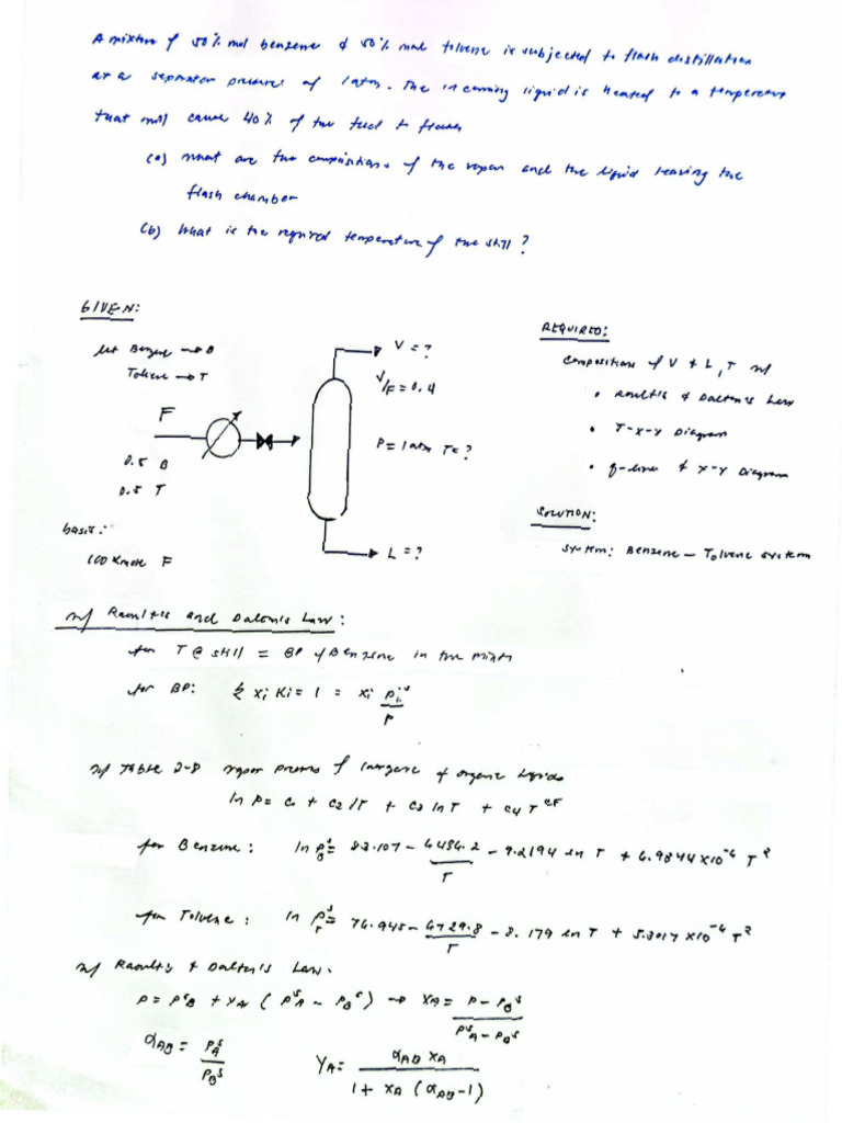 Flash Distillation Problem | PDF