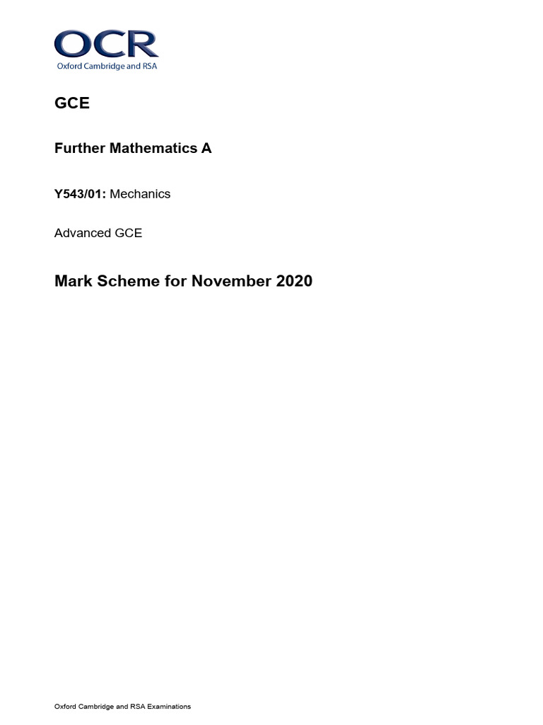 h245 Oct 2020 Mechanics Ms Ocr A Level Further Maths | PDF | Accuracy ...