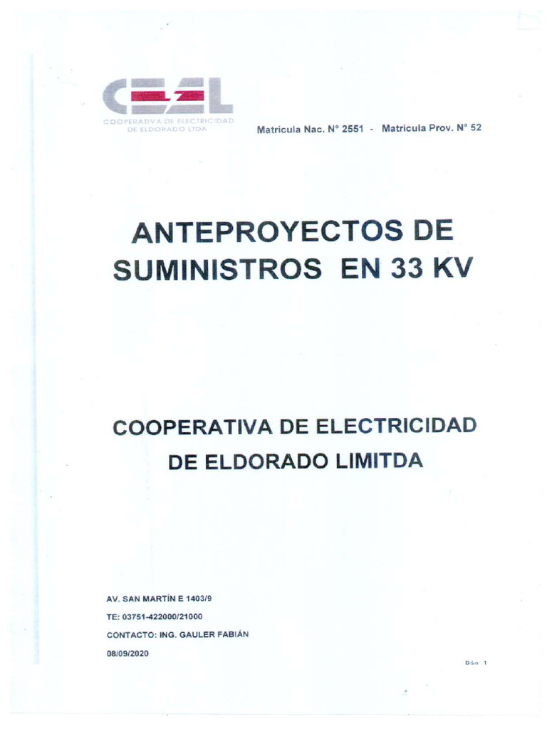 Ante Proyecto Suministro en 33 KV | PDF