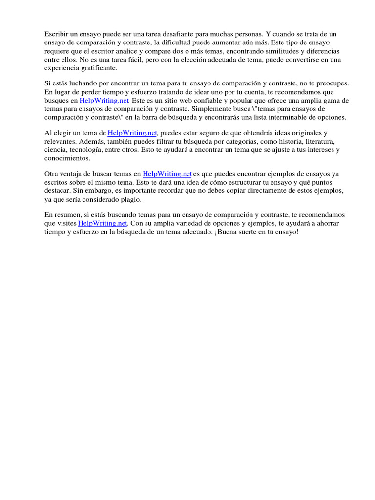 Temas Para Un Ensayo de Comparación y Contraste | PDF | Scribd | World ...