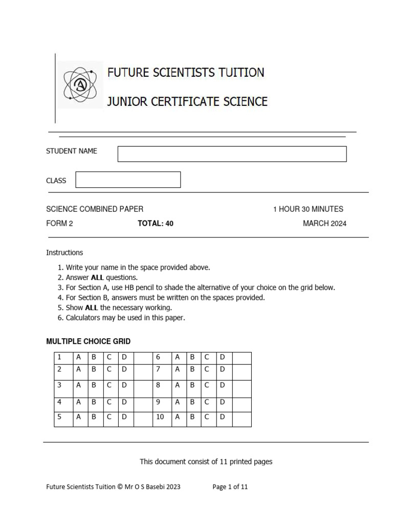 EXAM PREP SCIENCE FORM 2 | PDF | Carbon Dioxide | Carbon Dioxide In ...