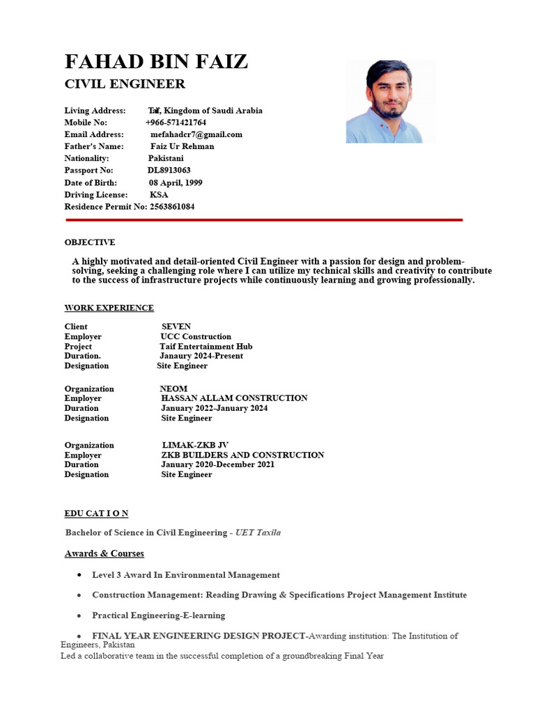 Civil engineer CV | PDF | Civil Engineering | Employment