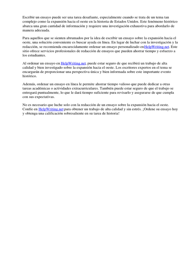 Ensayo Sobre La Expansión Hacia El Oeste | Descargar gratis PDF ...