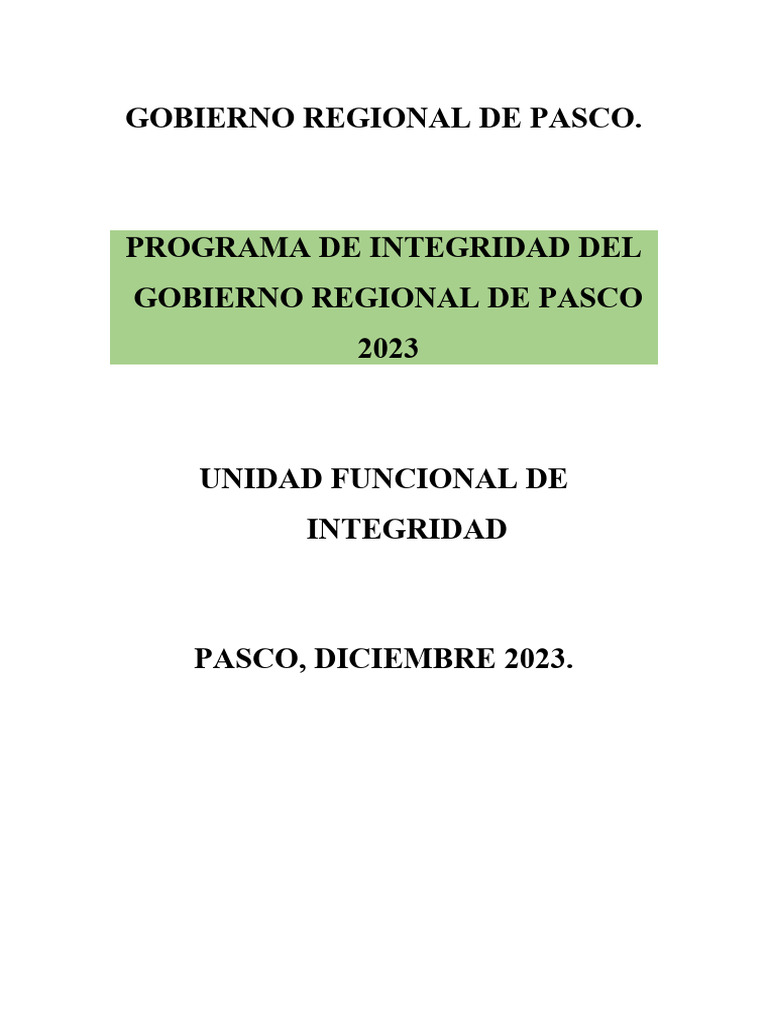 Programa de Integridad | PDF | Corrupción política | Administración Pública