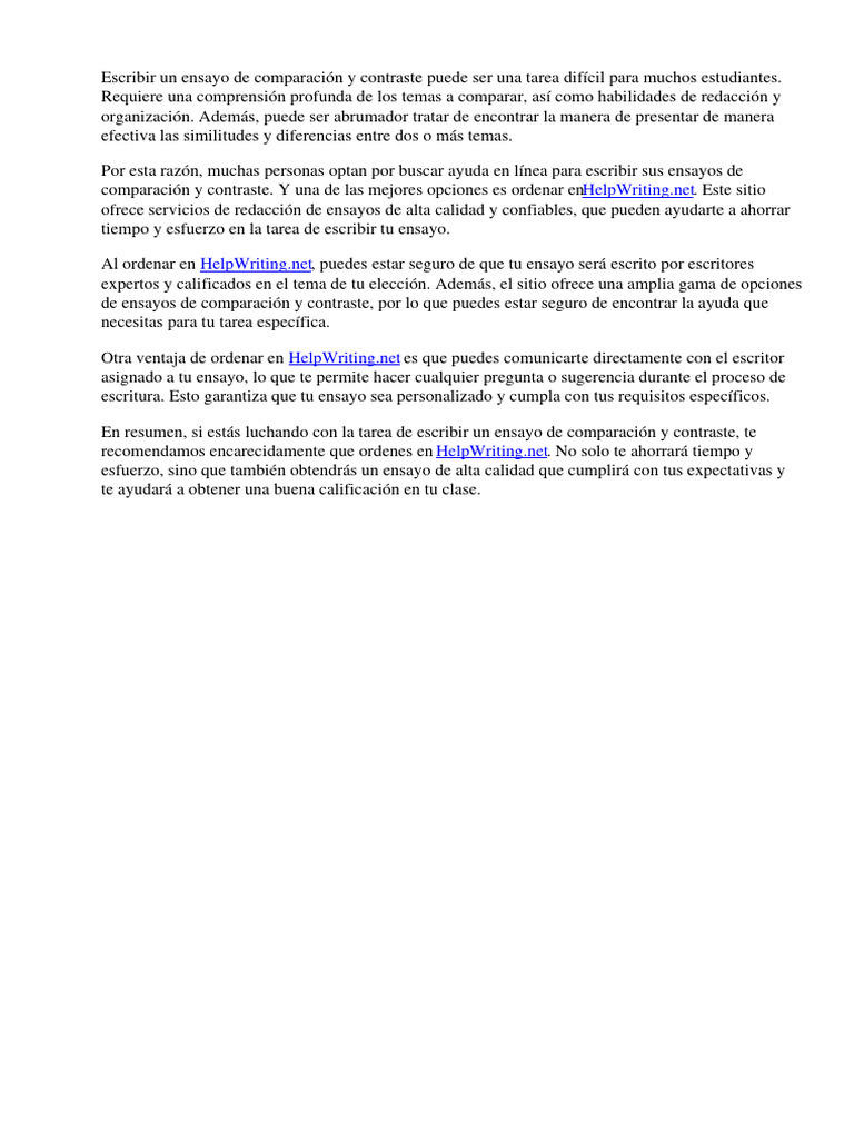 Ayuda para Escribir Un Ensayo de Comparación y Contraste | PDF ...