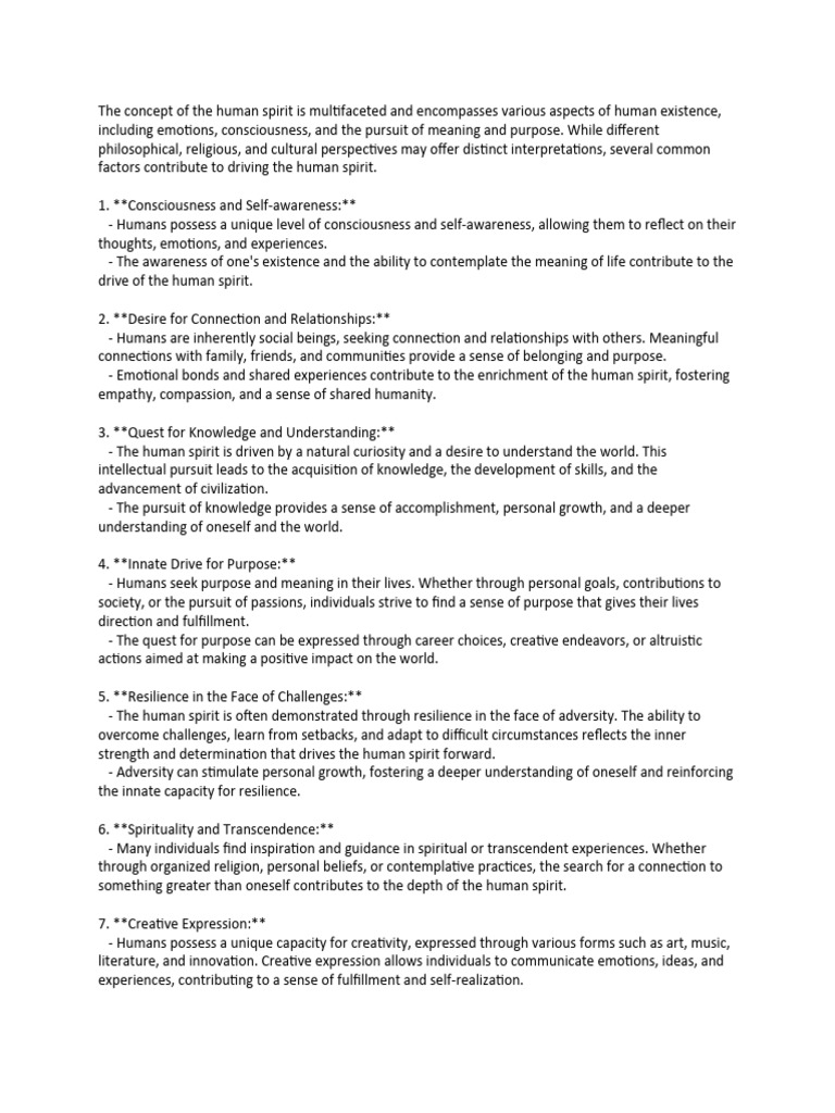 The Concept of The Human Spirit Is Multifaceted | PDF | Psychological ...