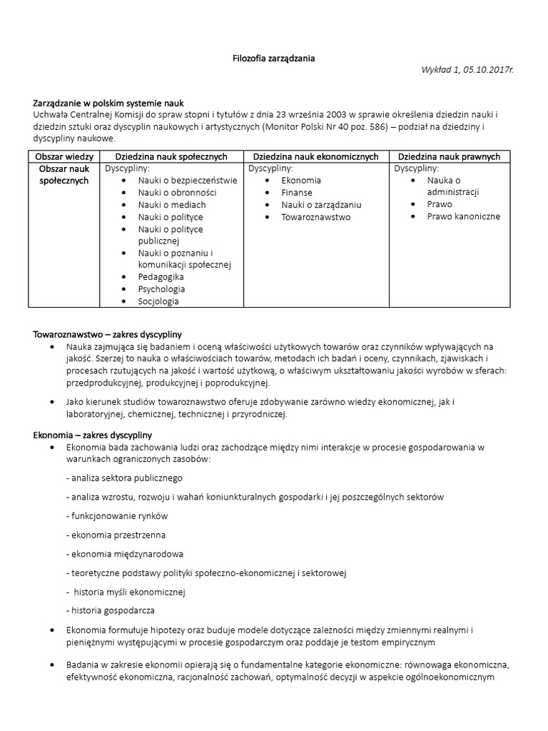 Filozofia Zarządzania Wyk. | PDF