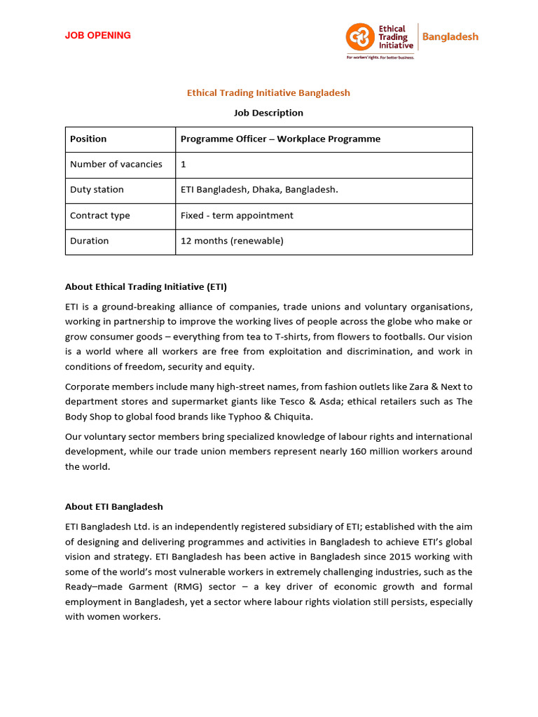 Programme-Officer-Workplace-Programme-1 | PDF | Supply Chain ...