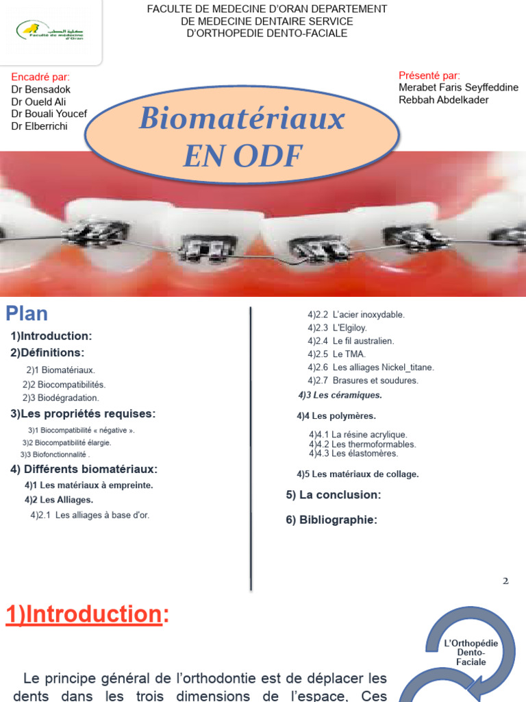 Types de biomatériaux en orthodontie | PDF | Chimie | Matériaux