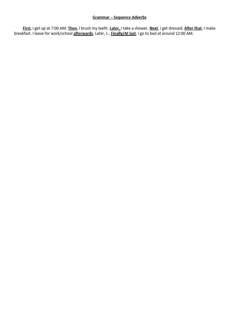 Sequence Adverbs in Grammar | PDF