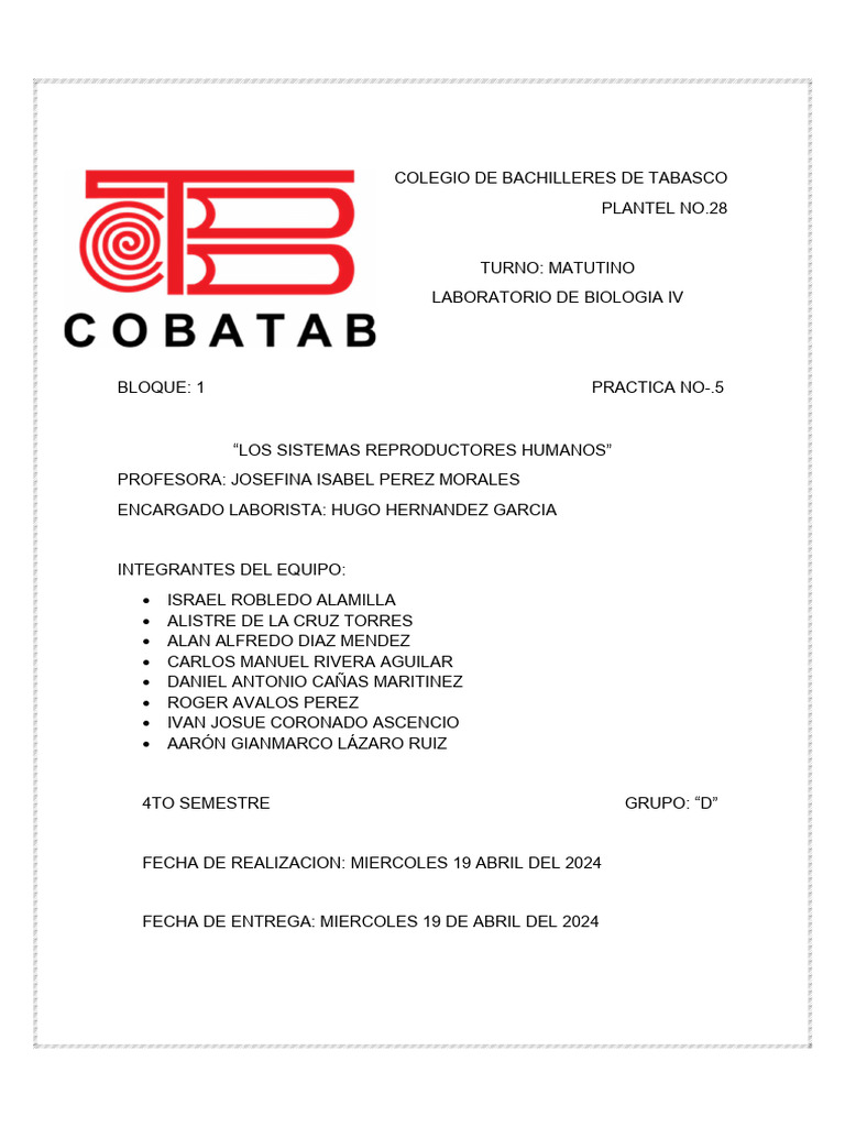 Lab4 de La Cruz Torres Alistre 4D | PDF | Sistema reproductivo ...