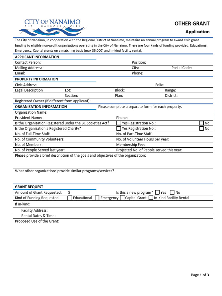 Other Grants Application Form | PDF | Charitable Organization | Government