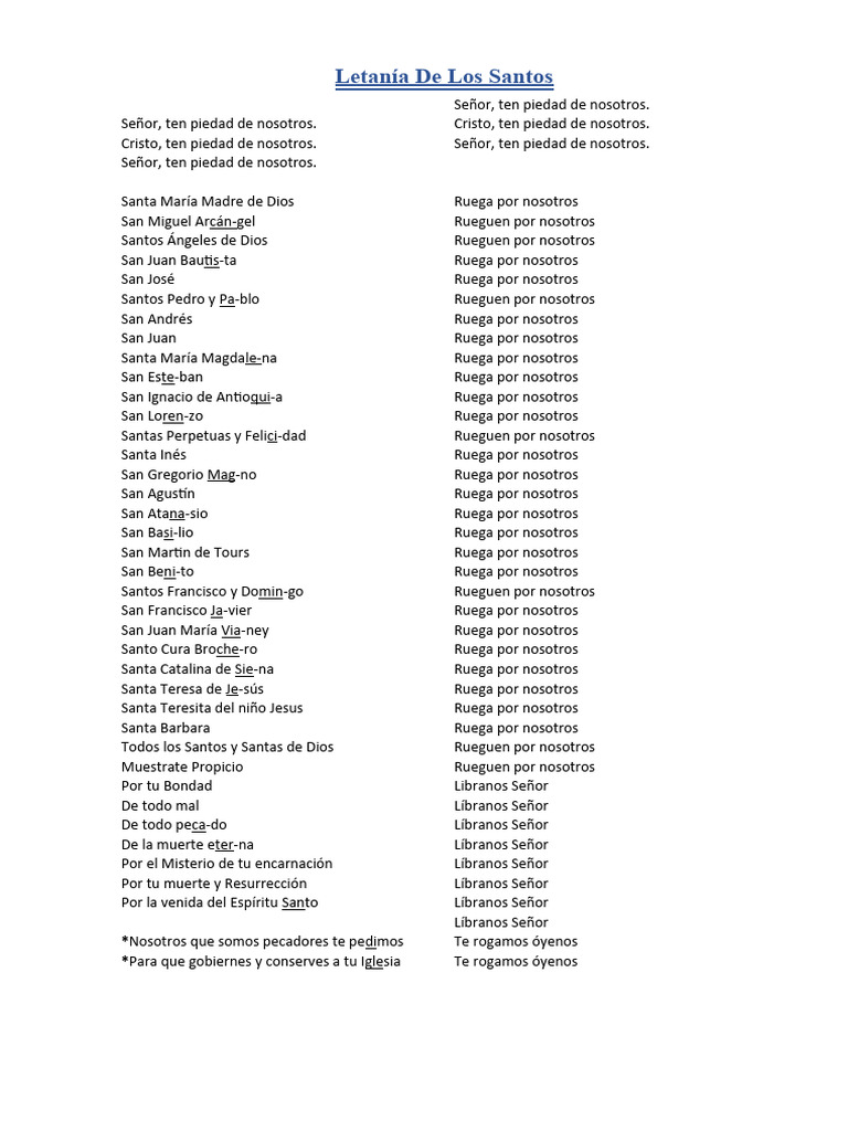 Letania de Los Santos | PDF | Cristo (título) | María, madre de Jesús