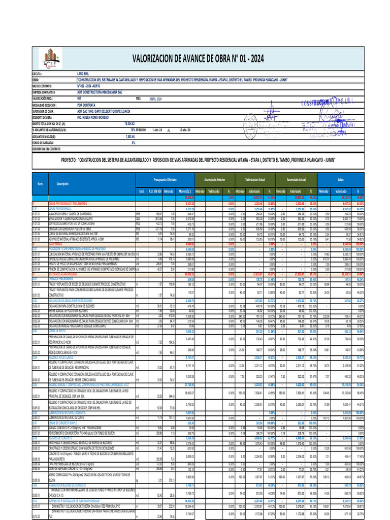 VALORIZACION N° 01 ETAPA I WAYRA v 1 | PDF | Albañilería | Ingeniería estructural