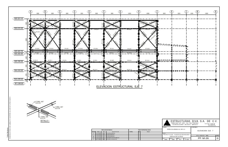 Elevacion Estructural Eje 7: E N M A H G B K J L C D F | PDF