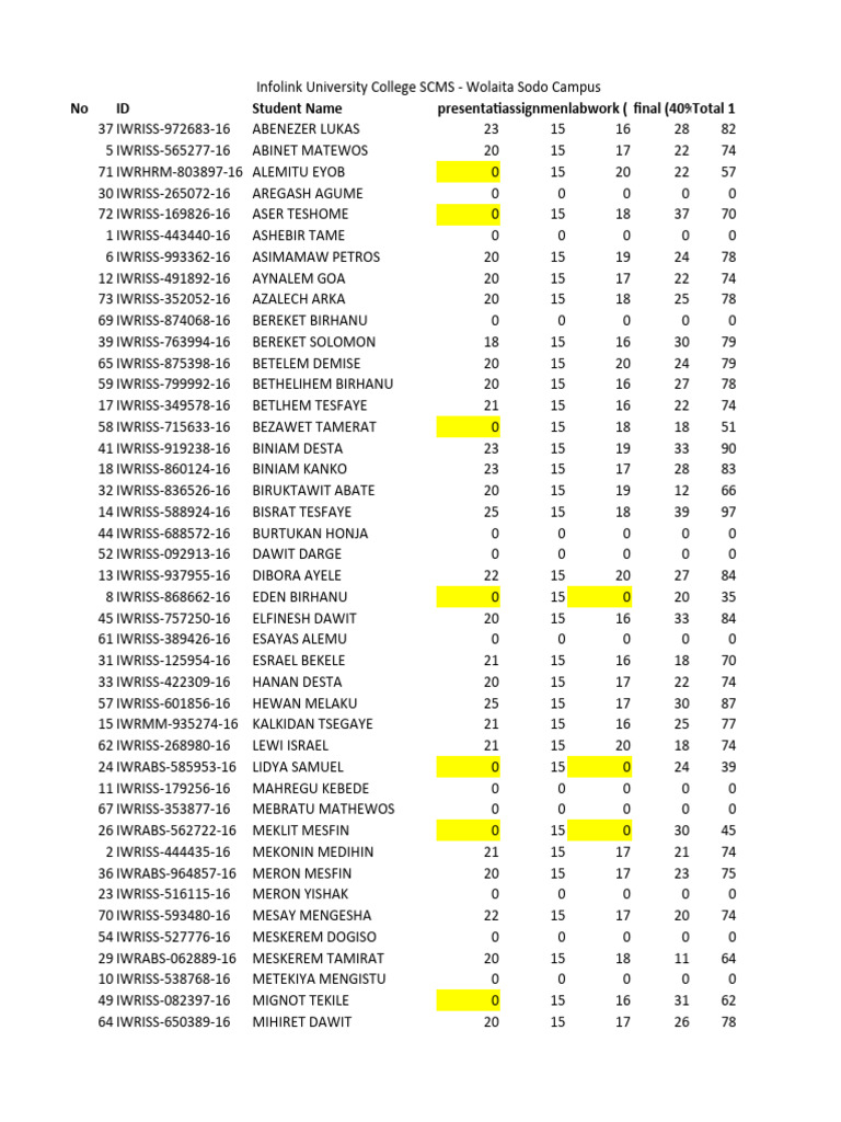 Infolink University College SCMS - Wolaita Sodo Campus | PDF