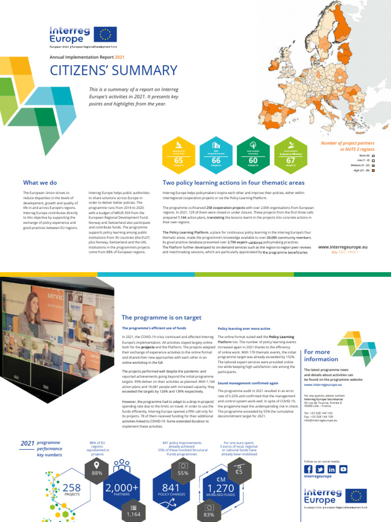 Interreg Europe AIR 2021 Citizens Summary | PDF | European Union | Economies