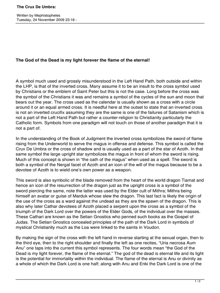 The Crux de Umbra | PDF | Religious Belief And Doctrine | Mythology