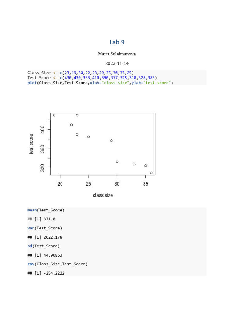 Lab-9 RMD | PDF | Coefficient Of Determination | Errors And Residuals