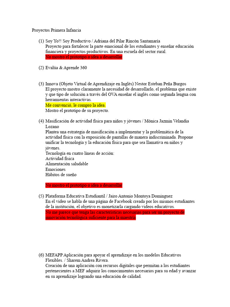 Proyectos Primera Infancia | PDF | Segundo lenguaje | Aprendizaje