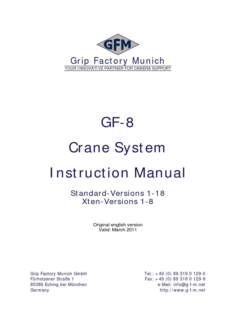 GF 8 Manual | PDF | Crane (Machine) | Elevator