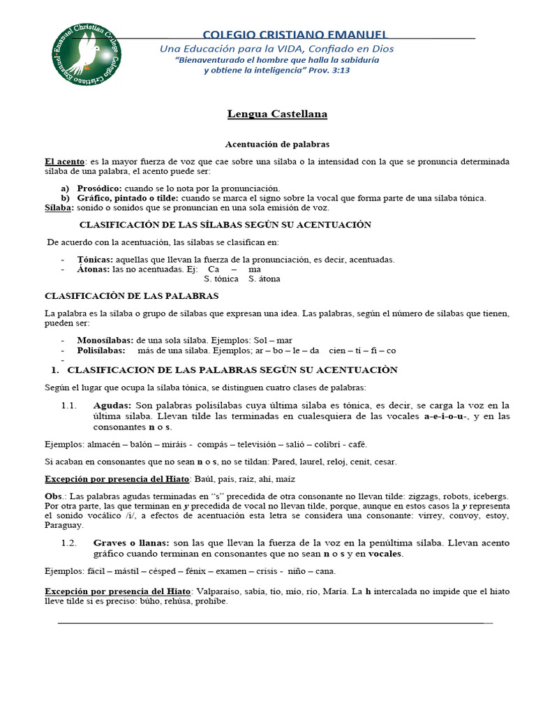 Acentuación y reglas de tilde en español | PDF | Sintaxis | Morfología ...