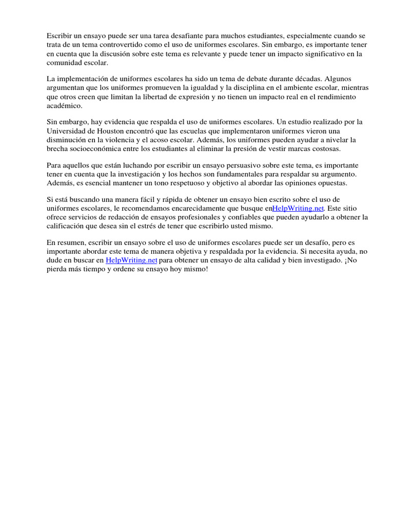 Argumento para El Uso de Uniformes Escolares | PDF | Ensayos