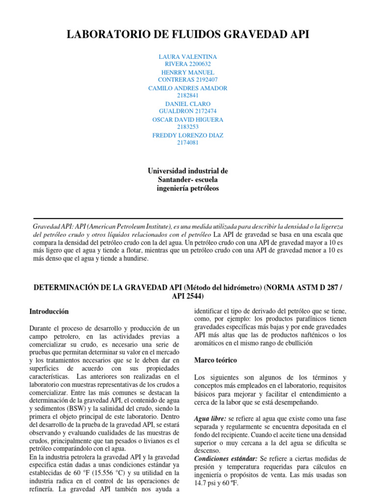 Gravedad API | PDF | Petróleo | Agua
