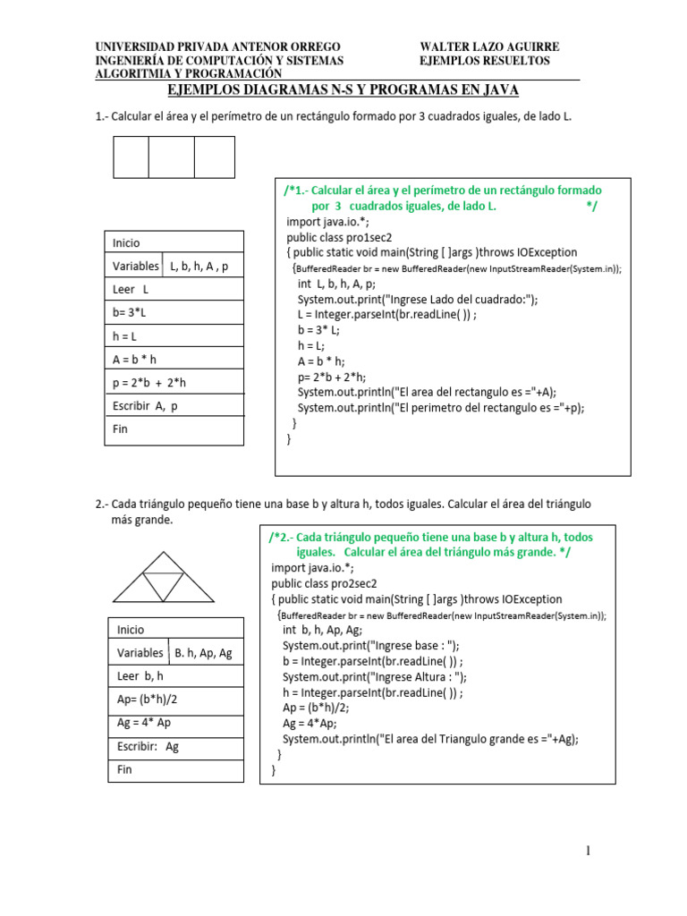 ICSI-ALGOYPROG-Diagramas NS y Prog Java-Ejemplos-VB | PDF | Volumen | Geometría euclidiana