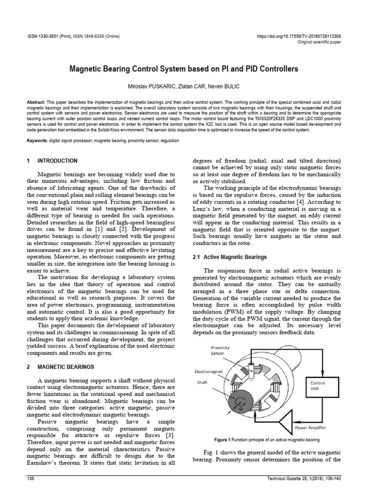 Magnetic Bearing Control System Based On PI and PI | PDF | Inductor ...