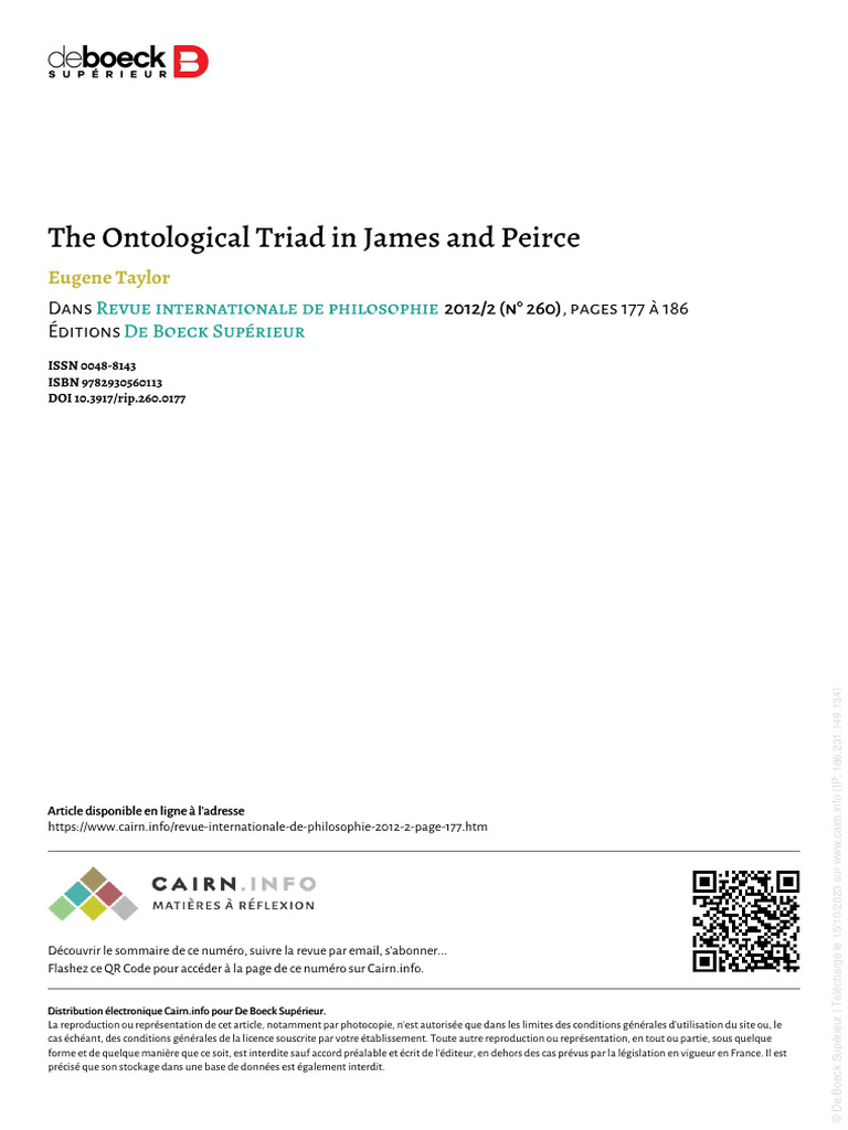 Ontological Triad James Peirce | Download Free PDF | Charles Sanders ...