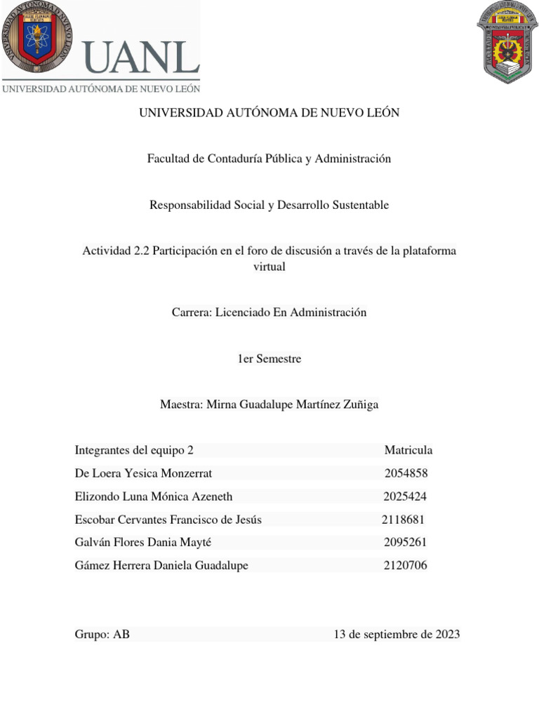 EQUIPO 2_Actividad 2.2_ Foro de Discusión Virtual_RSyDS | PDF ...