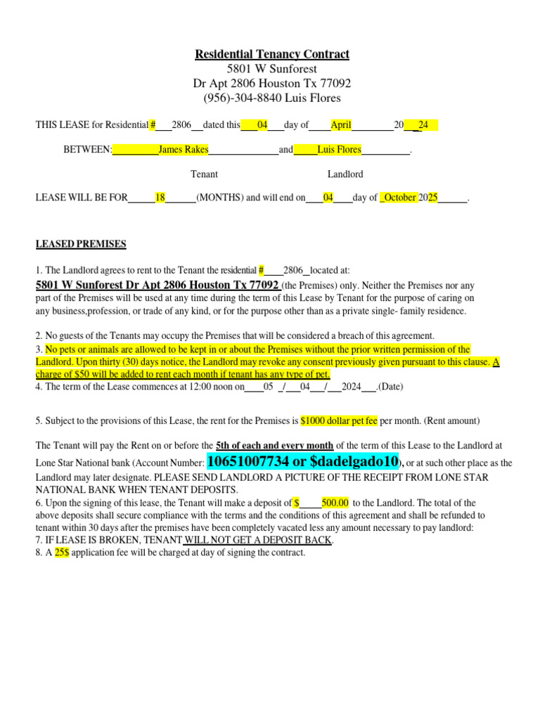 James Rakes Apt | PDF | Lease | Leasehold Estate