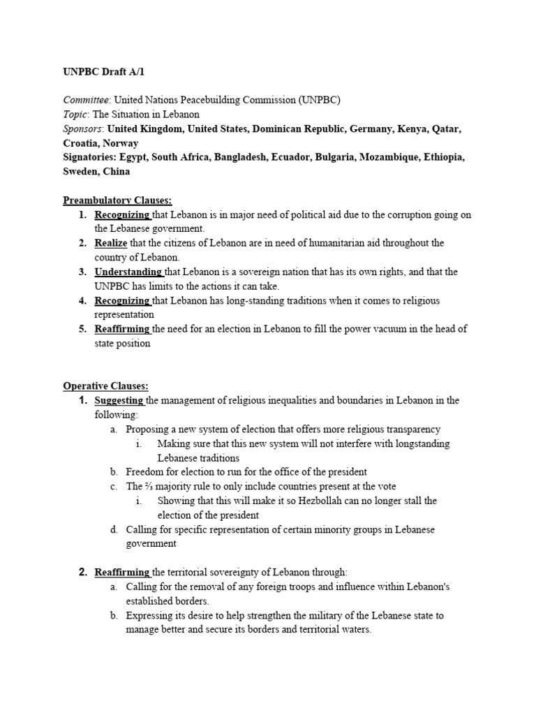 UNPBC Draft Paper A1 | PDF | Lebanon | Hezbollah