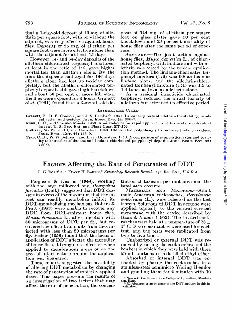 Effects of Allethrin and DDT on Insects | PDF | Insects | Insects And ...