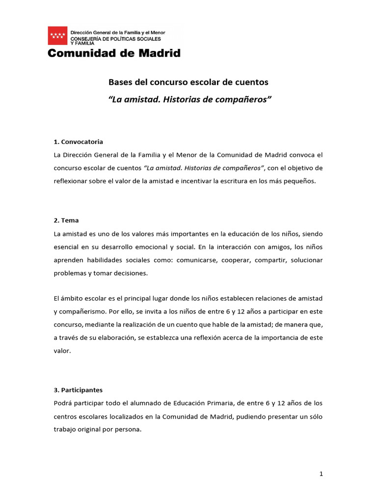 Bases Concurso Cuentos DGFM 2016 | PDF