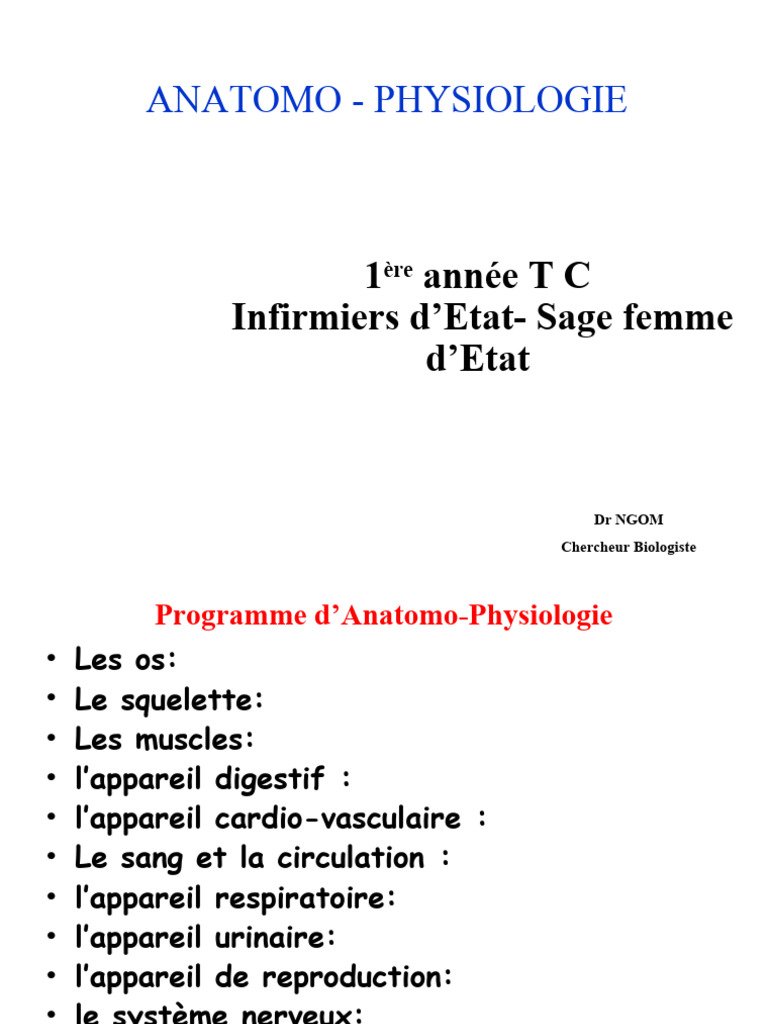 Introduction à l'Anatomo-Physiologie | PDF | Cellule (Biologie ...