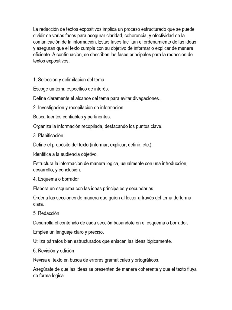 La Redacción de Textos Expositivos Implica Un Proceso Estructurado Que ...