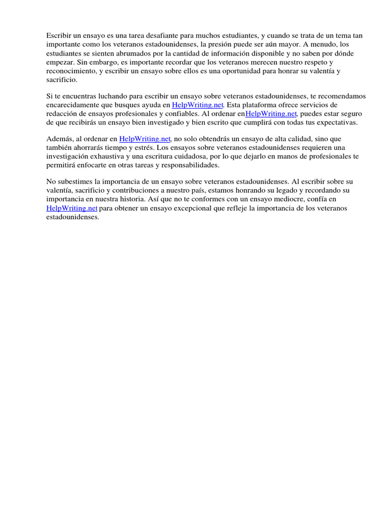Ensayo Sobre Veteranos Estadounidenses | PDF | Empresas de software de los Estados Unidos ...