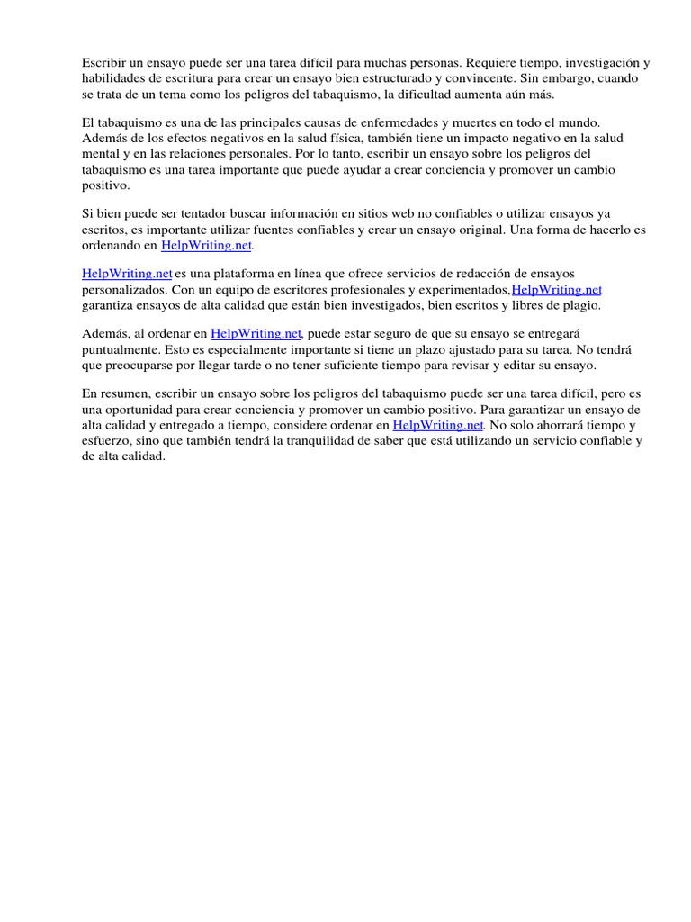 Dangers of Smoking Essay | PDF | Tobacco Smoking | Addiction