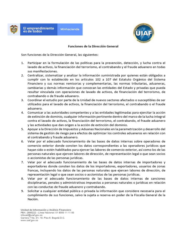 Funciones de La Dirección General | PDF | Planificación | aduana