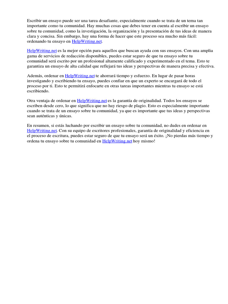Ensayo Sobre Tu Comunidad | PDF | Ensayos | Ciencias del comportamiento