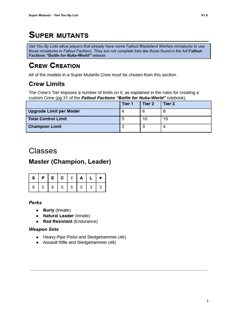 Super Mutants Crew Guide for Fallout | PDF | Gun | Rifle