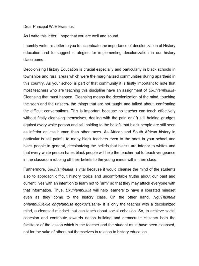 Teaching History Letter. FINAL | PDF | Constructivism (Philosophy Of ...