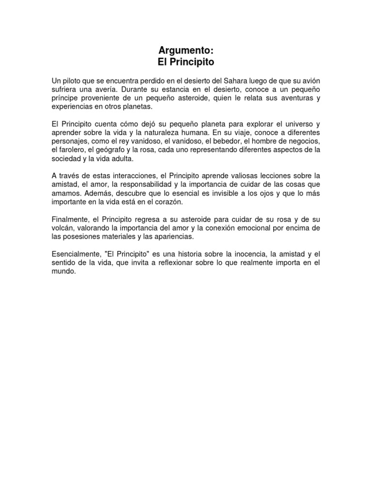 Argumento El Principito | PDF