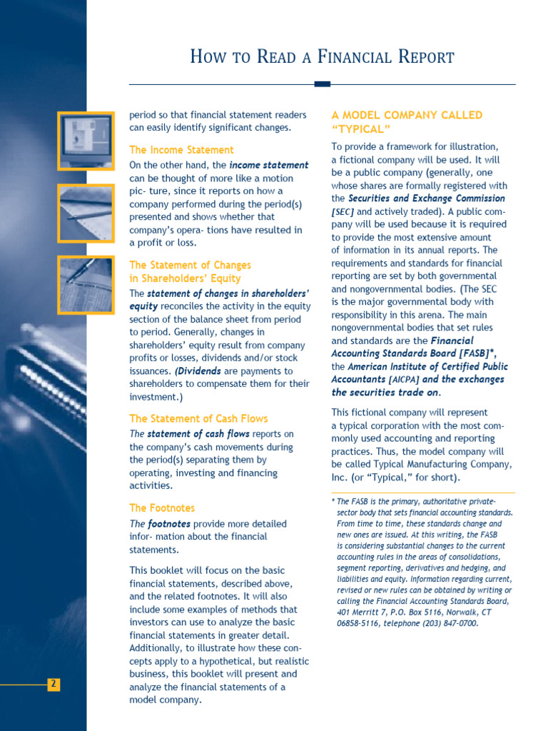 Financial Report Reading Guide Pdf Financial Accounting Standards
