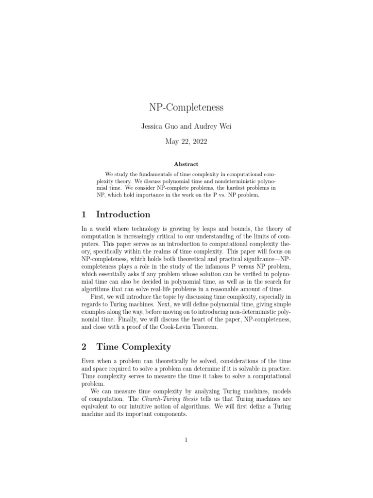 Jessica & Audrey | PDF | Computational Complexity Theory | Time Complexity